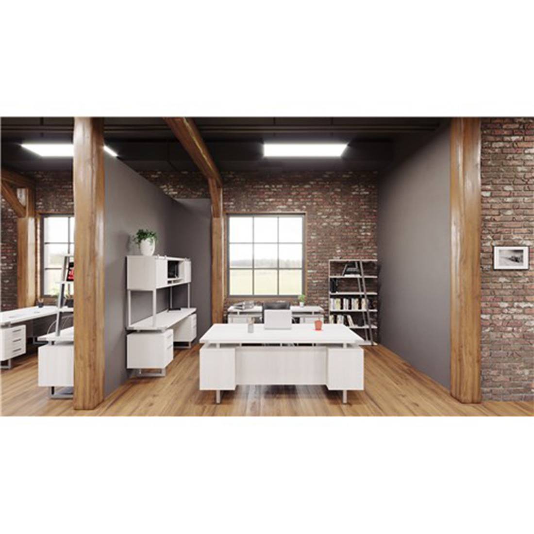 Mirella™ 72” Hutch with Sliding Wood Doors - Mayline Office